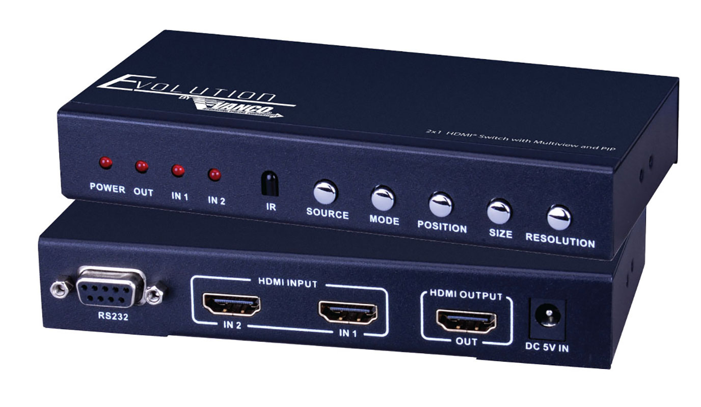 Vanco International | Evolution 2x1 HDMI® Switch with Multiview and PIP
