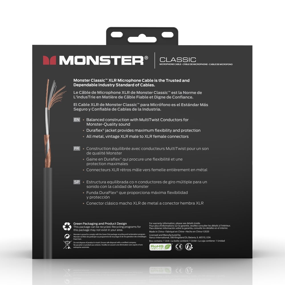 Monster Classic™ XLR Microphone Cable - Vanco International